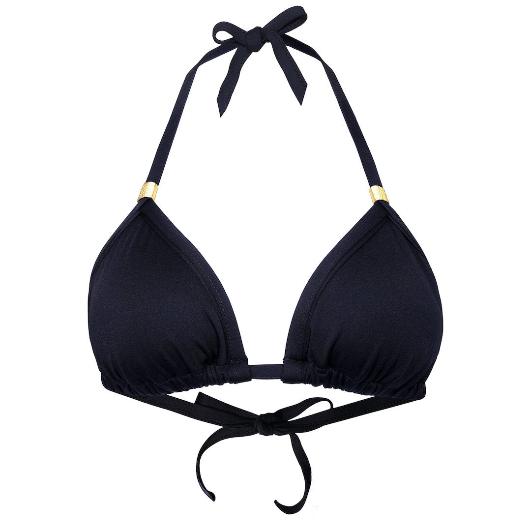 SATIN BLACK ULTIMATE TRIANGLE (WITH REMOVABLE GOLD TRIM) - Trubikini